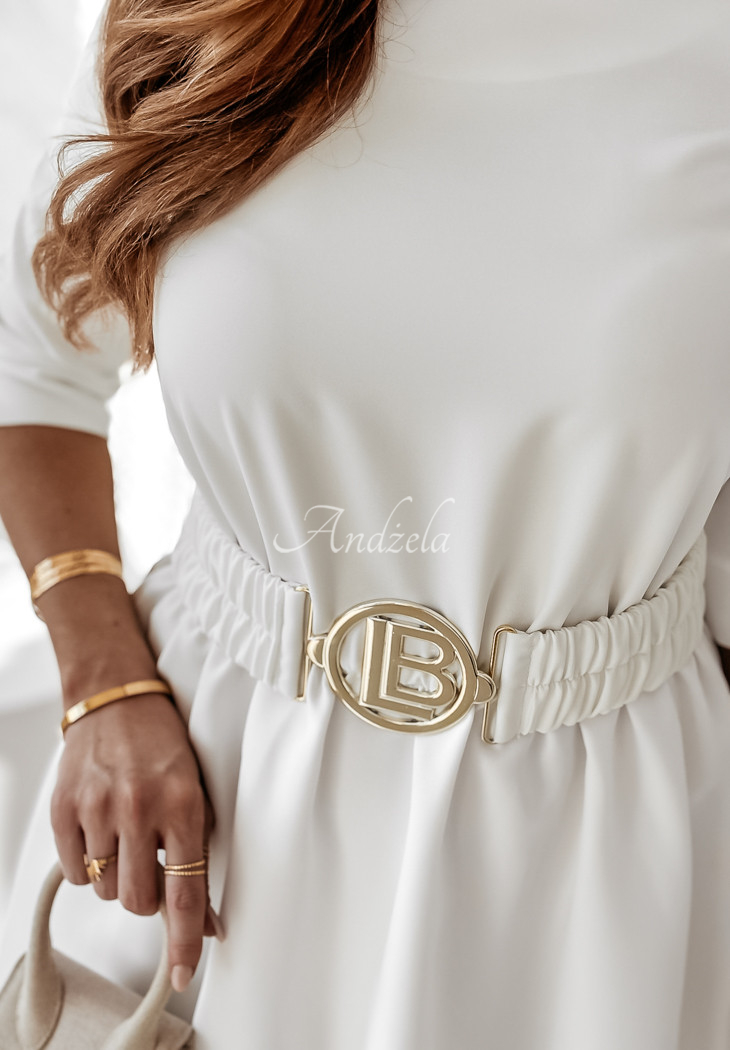 Kleid mit Gürtel Beatrice Weiß - Andżela Online Shop