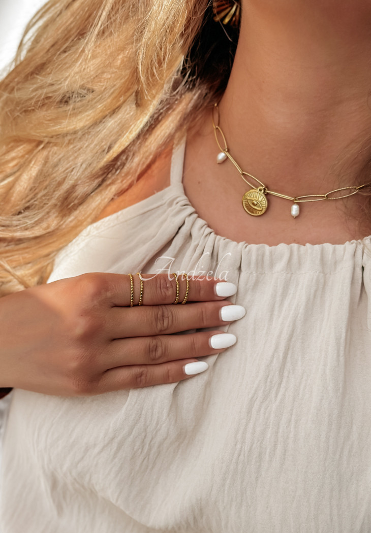 Doppelter Ring Delight Dazzle Gold - Andżela Online Shop