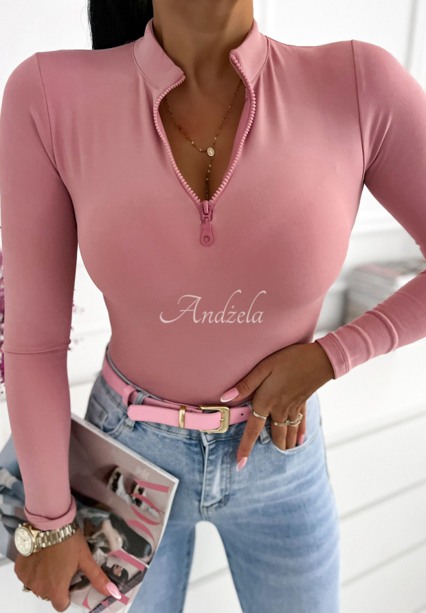 Viskose-Body mit Reißverschluss My Dearest One Rosa - Andżela Online Shop