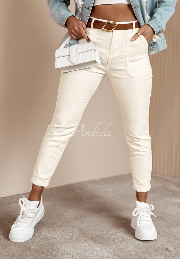 Jeans mit Gürtel Dreams And Desires Ecru - Andżela Online Shop