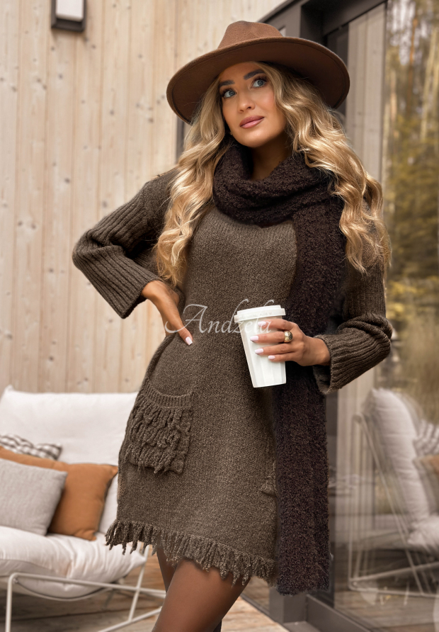 Strickkleid mit Wolle und Alpaka Save The Date Mokkafarben - Andżela ...